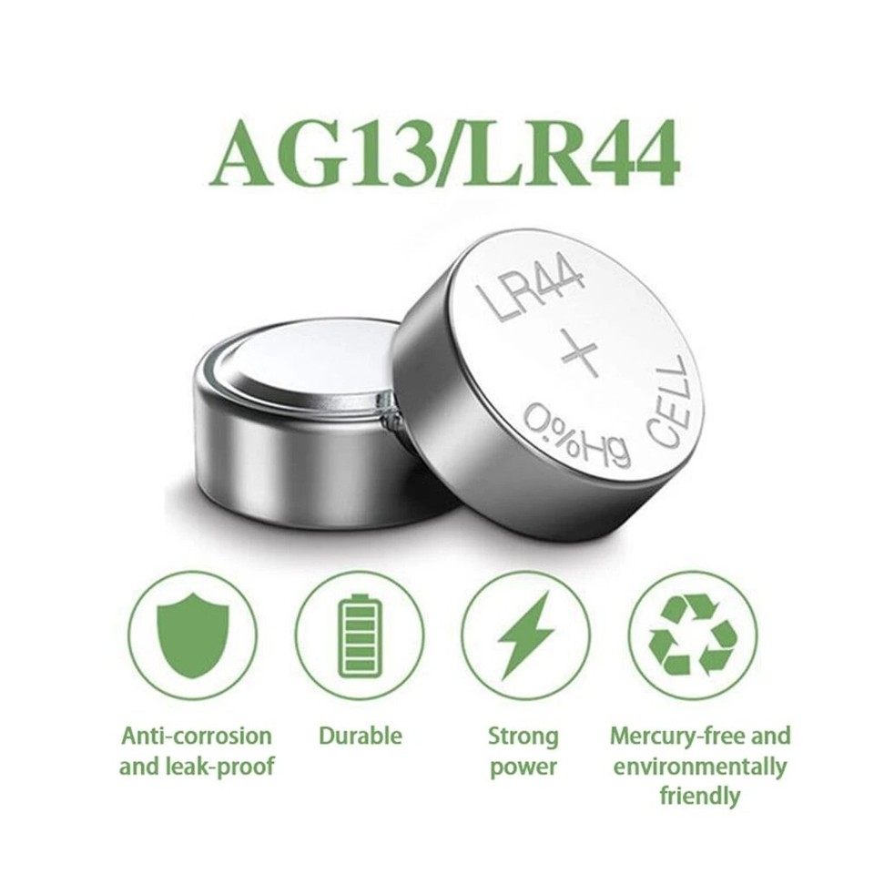 LR44 AG13 Cell Coin Watches Battery L1154 357 SR44 Alkaline Button ...