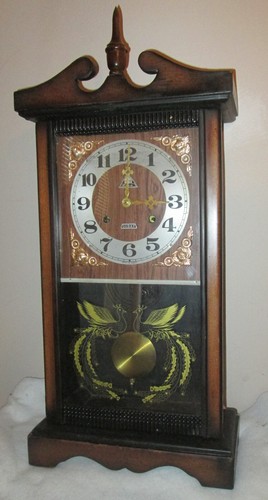 Alaron 31-Day Wall Table Desk Clock Pendulum Yellow Birds Peacock GLASS ...