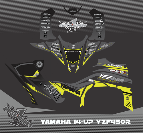 YFZ450r YFZ 450r Yamaha 2013 and newer SEMI CUSTOM GRAPHICS KIT CANEKA ...