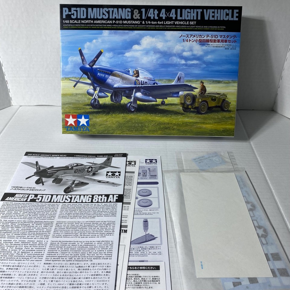 Tamiya 1/48 aircraft model kit P-51D Mustang & 1/4 4x4 Light Vehicle ...