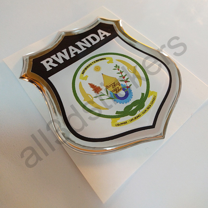 Sticker Rwanda Emblem Coat of Arms Shield 3D Resin Domed Gel Vinyl ...