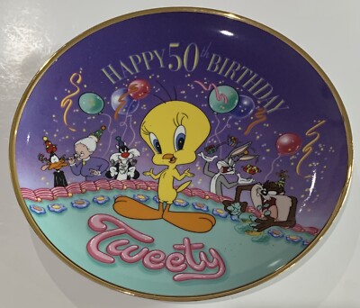 Looney Tunes 50th Birthday Tweety Bird Plate Warner Bros COA Box ...