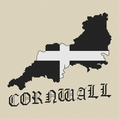 Cornwall Map & Flag Cross Stitch Design (kit or chart) | eBay UK