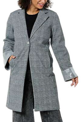 C Wonder Women's Heathered Plaid Notch Trench Coat Gray Plaid | eBay