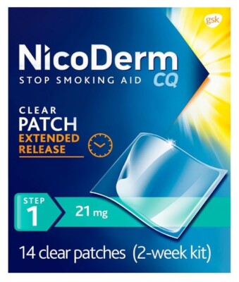 NicoDerm CQ Step One Nicotine Patches to Quit Smoking, 21 mg 14 patches ...