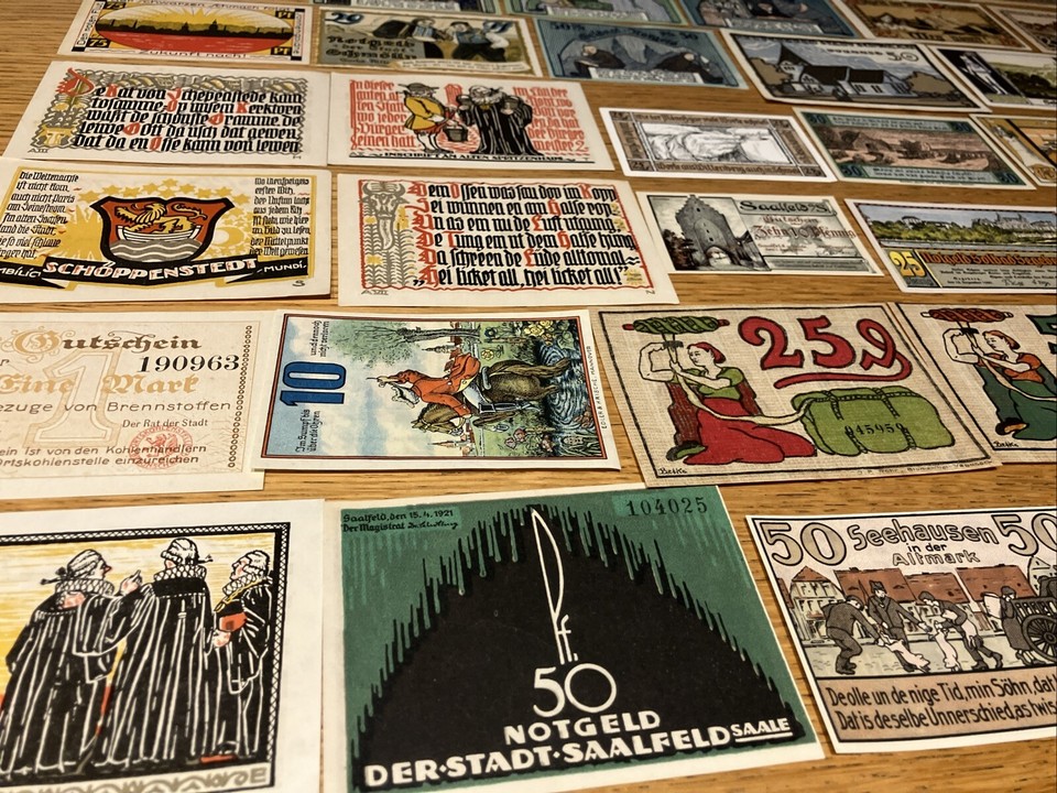 Lot Of 100 X Germany Notgeld Banknotes. Every Note Different. Historic ...