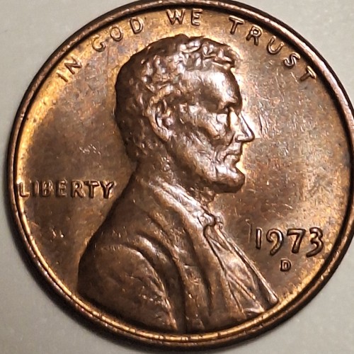 1973 d Lincoln Penny One Cent Coin Brown With Error L In Rim , Rim ...