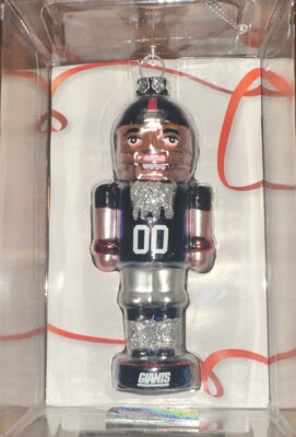 NFL NEW YORK GIANTS NUTCRACKER Ornament New Blown Glass Football Player ...