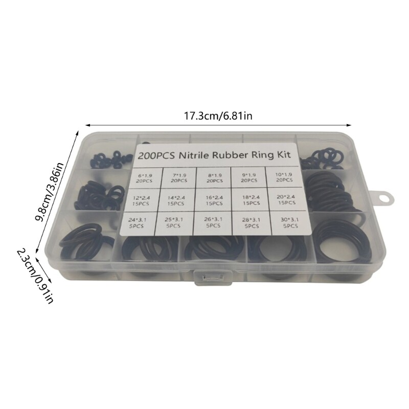 200Pcs O-Rings Gasket 15 Size Insulating Plumbing Plumbers Sealing ...