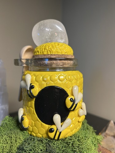 Bumble Bee Honey Jar W/Quartz - Honey Bee Decor- Apothecary Jar ...