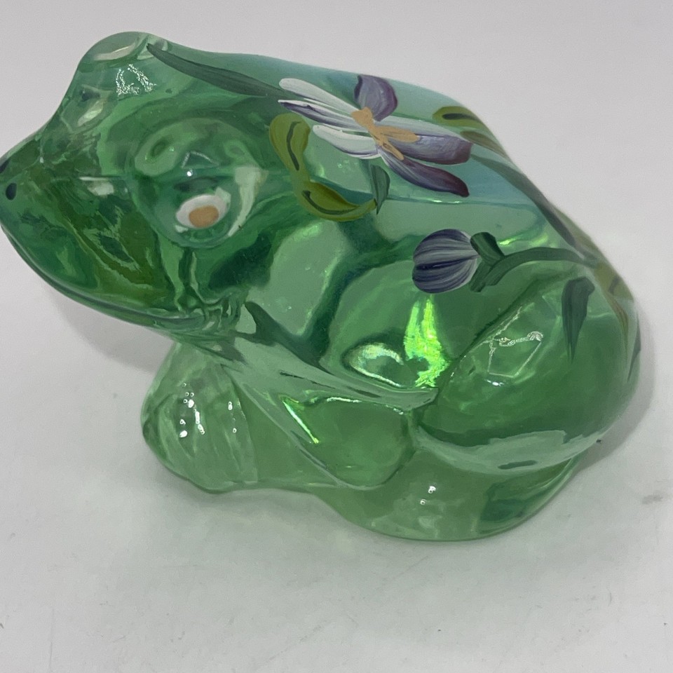 Fenton Hand Painted Green Glass Frog Figurine with Label 3” | eBay
