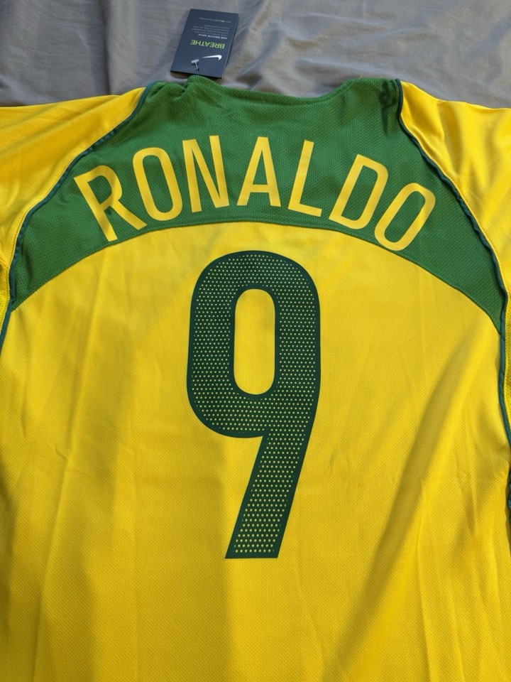 Brazil Ronaldo 2004 Retro Jersey Men's L R9 Phenomeno Mens Large Home ...