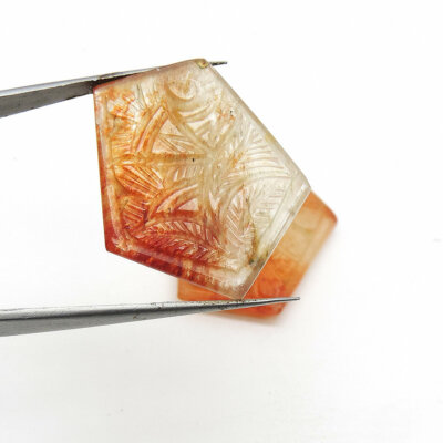 50.10 cts natural rutile Quartz gemstone 29X23X5MM , Red rutile quartz ...