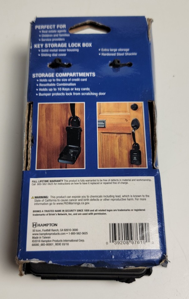 NEW BRINKS Resettable Lock Box XL Storage with Steel Shackle 665-80001 ...
