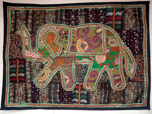 Vintage Tapestry Elephant Patchwork Wall Hanging Hippie Handmade ...