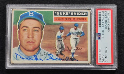 Rare 1956 DUKE SNIDER Signed Topps Baseball Card-BROOKLYN DODGERS-PSA ...