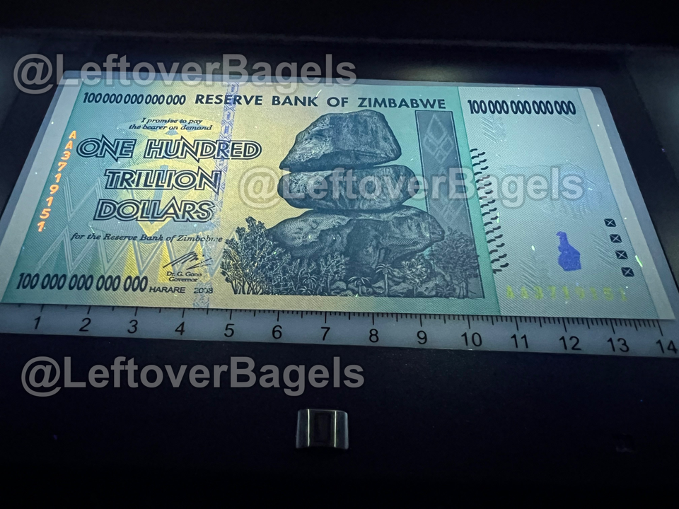 Zimbabwe One 100 Trillion Dollar Bill Banknote Money AU Currency ...