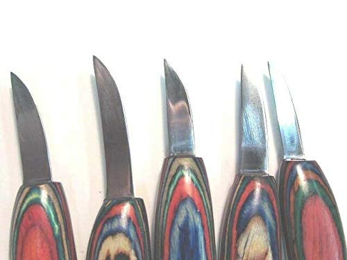 UJ Ramelson 5pc Chip Wood Carving Knife Whittling Caricature Leather ...