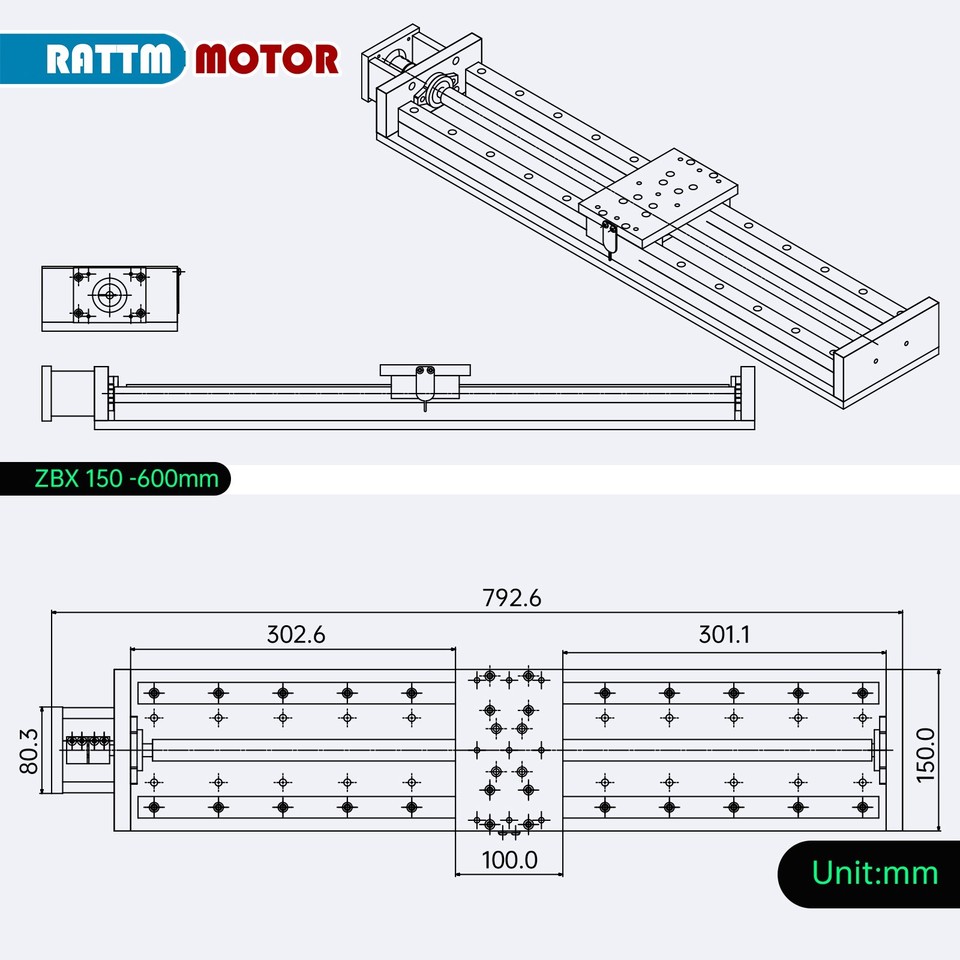 ZBX150 Linear Stage Dual Linear Slide Rail Guide&Limit Switch 400mm ...