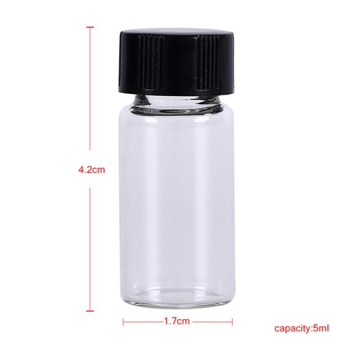 5pcs 5ml small cute lab glass vials bottles clear containers with screw ...