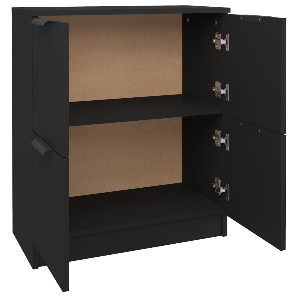 Small Sideboard Cabinet Slim Black Cupboard Storage Unit Utility Narrow ...