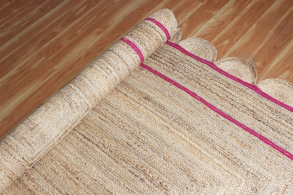Scalloped Natural Jute Runner Hand-Braided Living Room Kilims Area Rug ...