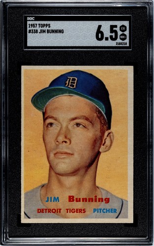 1957 Topps #338 Jim Bunning Rookie SGC 6.5 Detroit Tigers HOF RC ...