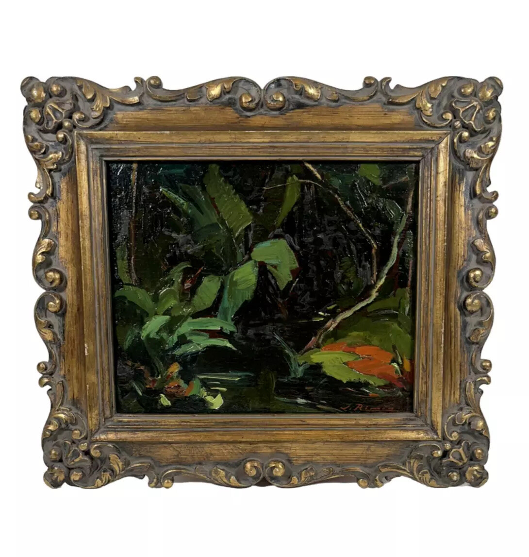 JUAN RIMSA BOLIVIA ABSTRACT EXPRESSIONIST JUNGLE LANDSCAPE ANTIQUE OIL ...
