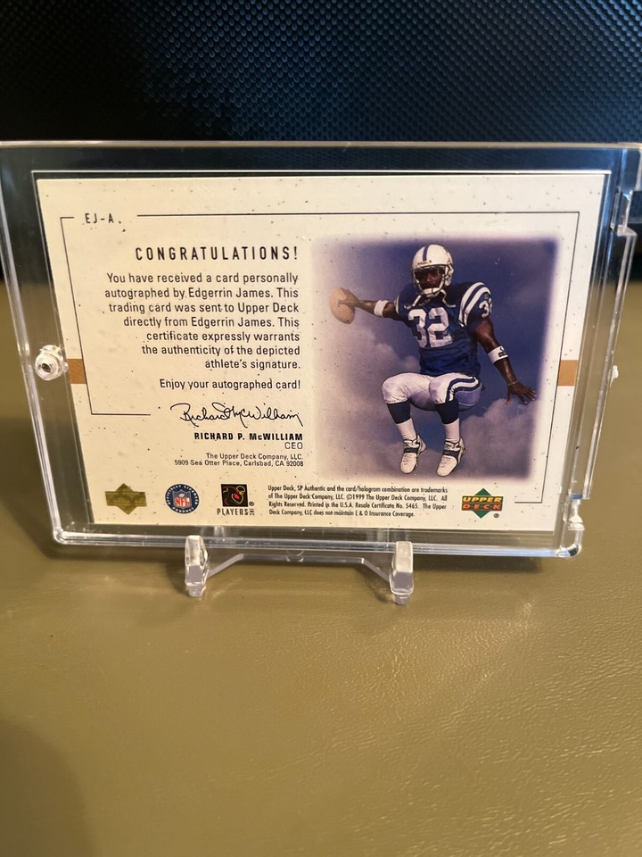 1999 SP Authentic Player's Ink Edgerrin James Rookie Auto HOF Gem Mint ...