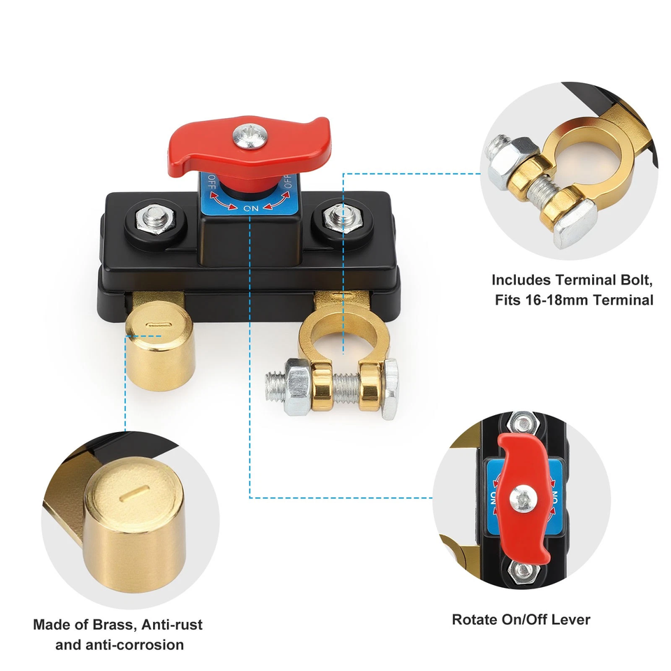 2Pcs 12V 24V Battery Disconnect Terminal Switch Kill Isolator Cut Off ...