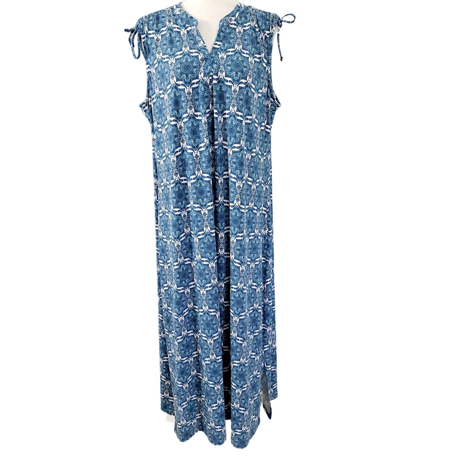 Brooke Shields Timeless Blue Moroccan Sleeveless Maxi Gem