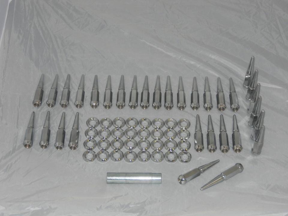 SPIKE ALCOA DUALLY WHEEL RIM CHROME 9/16"-18 LUG NUT WASHER AND CENTER ...