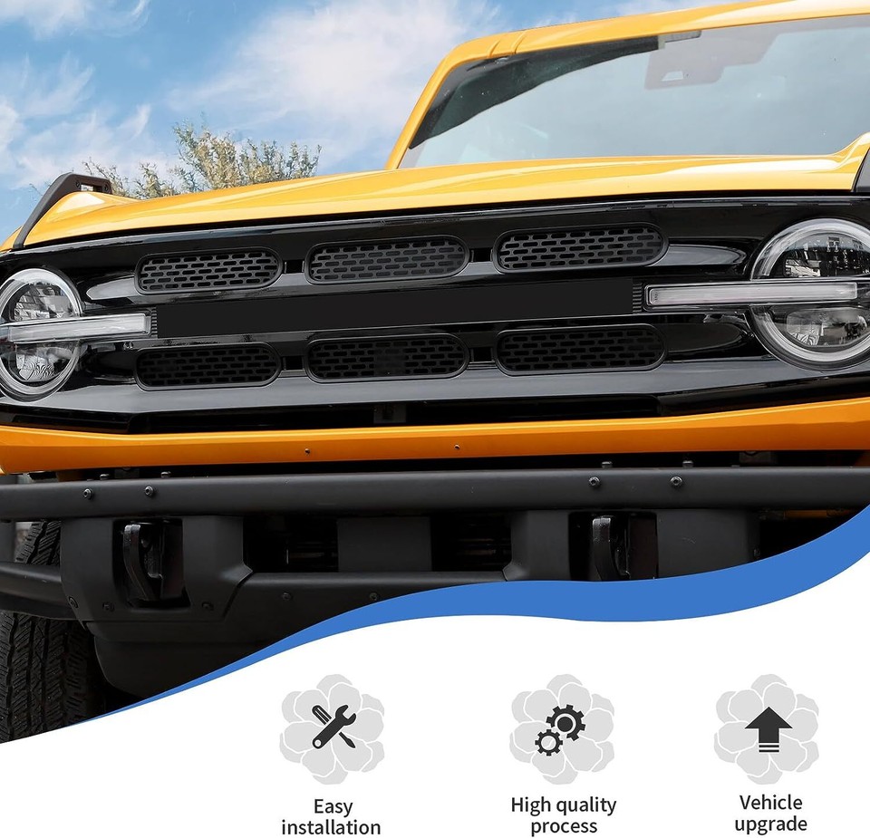 ⭕6Pcs Front Grille Inserts Mesh Trim Cover For Ford Bronco 2/4 Door ...