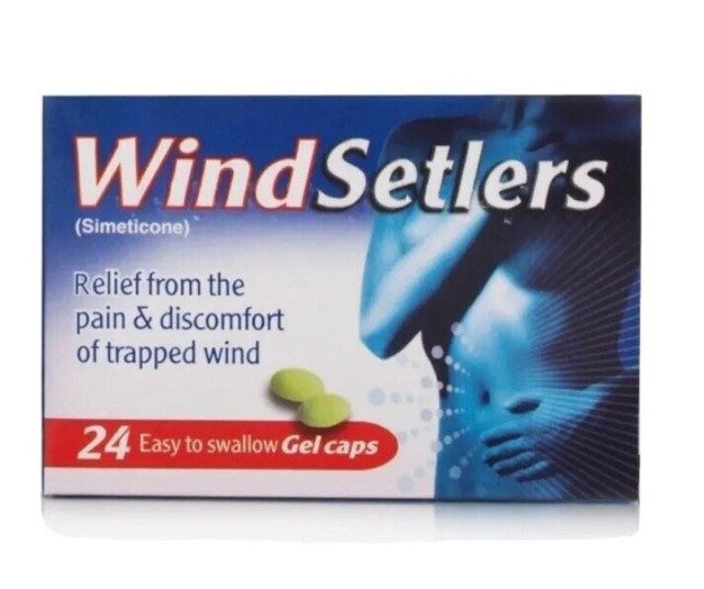 Windsetlers GEL Capsules Simeticone Indigestion Pain Relief Tablets 24 ...
