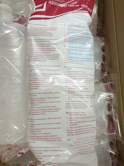 3x Abbott Flexiflo Flexitainer 1000ml Enteral Feeding M240-B15 feed or ...