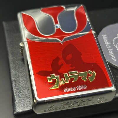 Zippo Oil Lighter Ultraman Red Silver Clear Coating Alien Baltan Japan ...