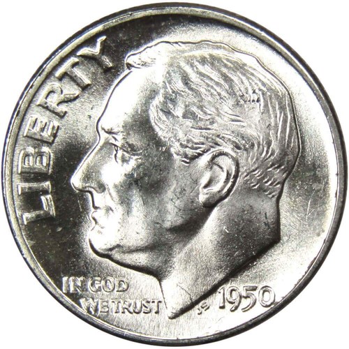 1950 D Roosevelt Dime BU Uncirculated Mint State 90% Silver 10c US Coin ...