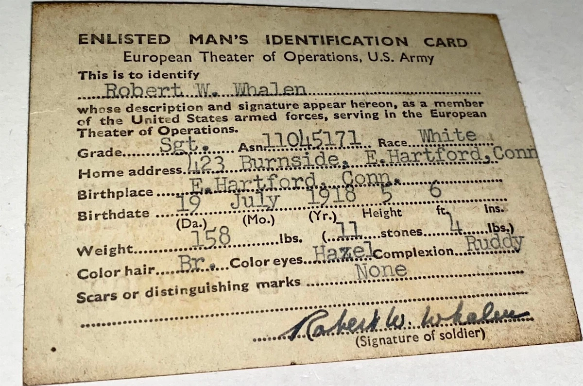 Wwii Enlisted Id Card