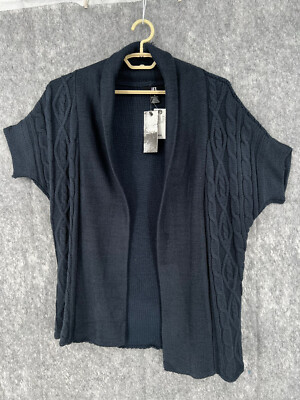 IB Diffusion Casual Front Open Women Short Sleeve Sweater Jacket Navy ...