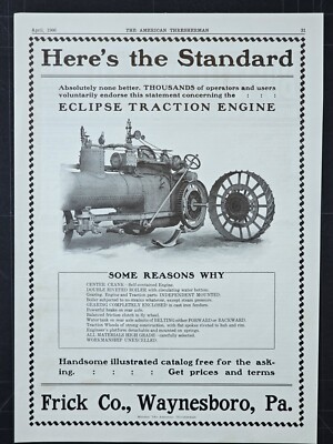 1906 ad rescued from the American Thresherman, Frick steam tractor | eBay