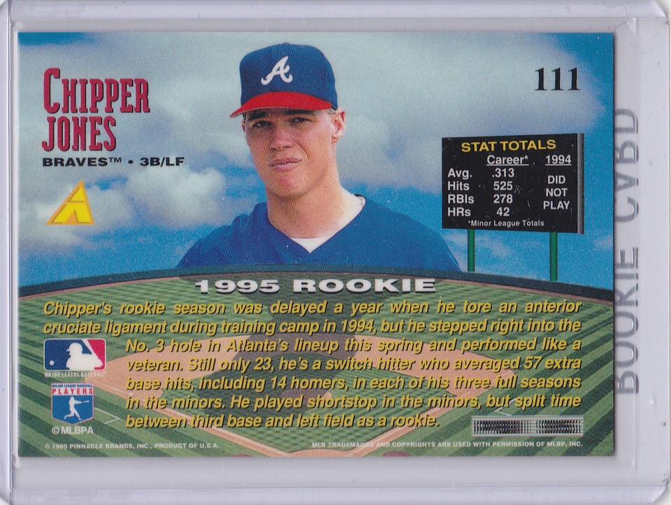 CHIPPER JONES ROOKIE CARD Atlanta Braves ZENITH BASEBALL RC MLB HOFer ...
