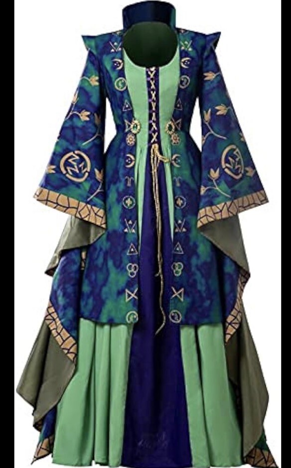 Womens Halloween Witch Costume Renaissance Medieval Gown Hooded Small ...