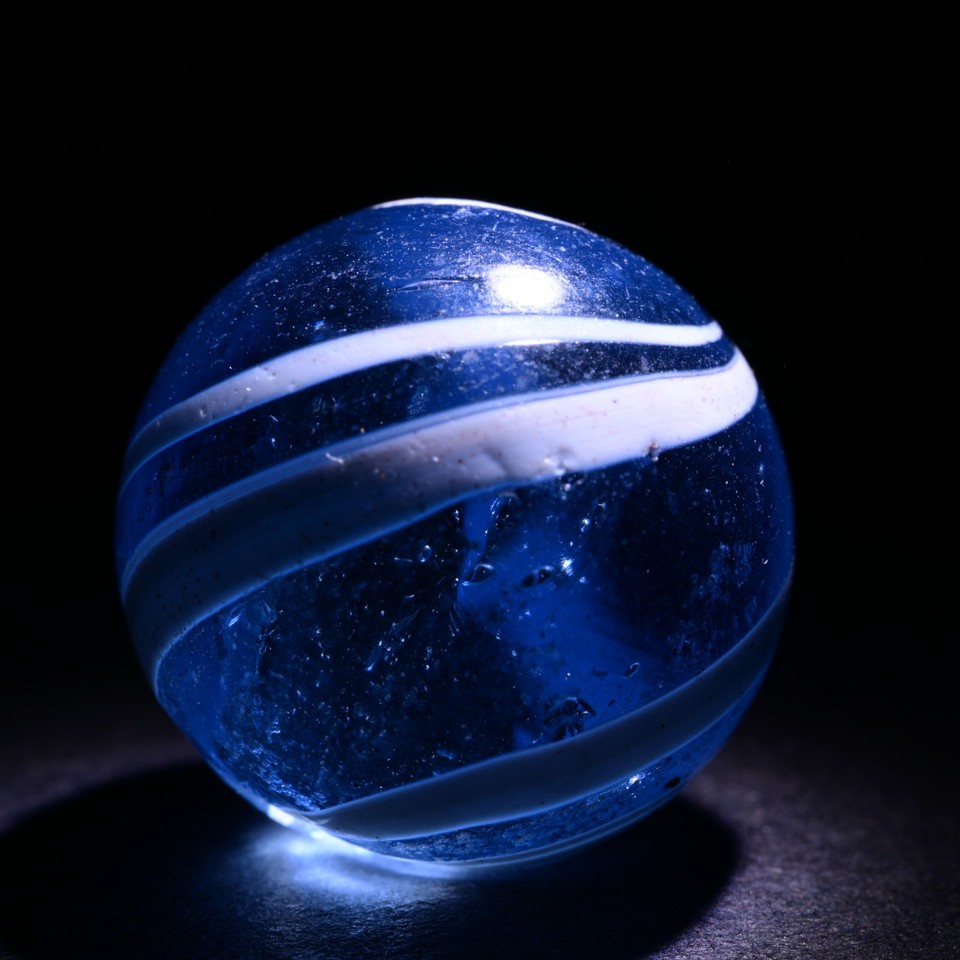 Coreless Swirl German Handmade Antique Marble Cool Blue Twister 15.9mm ...