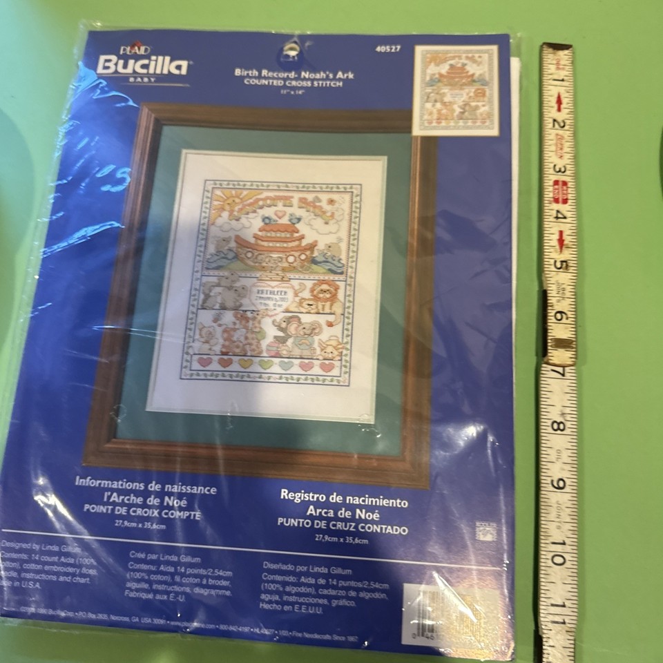 Bucilla Noahs Ark Counted Cross Stitch Kit Baby Birth Record 40527 New ...