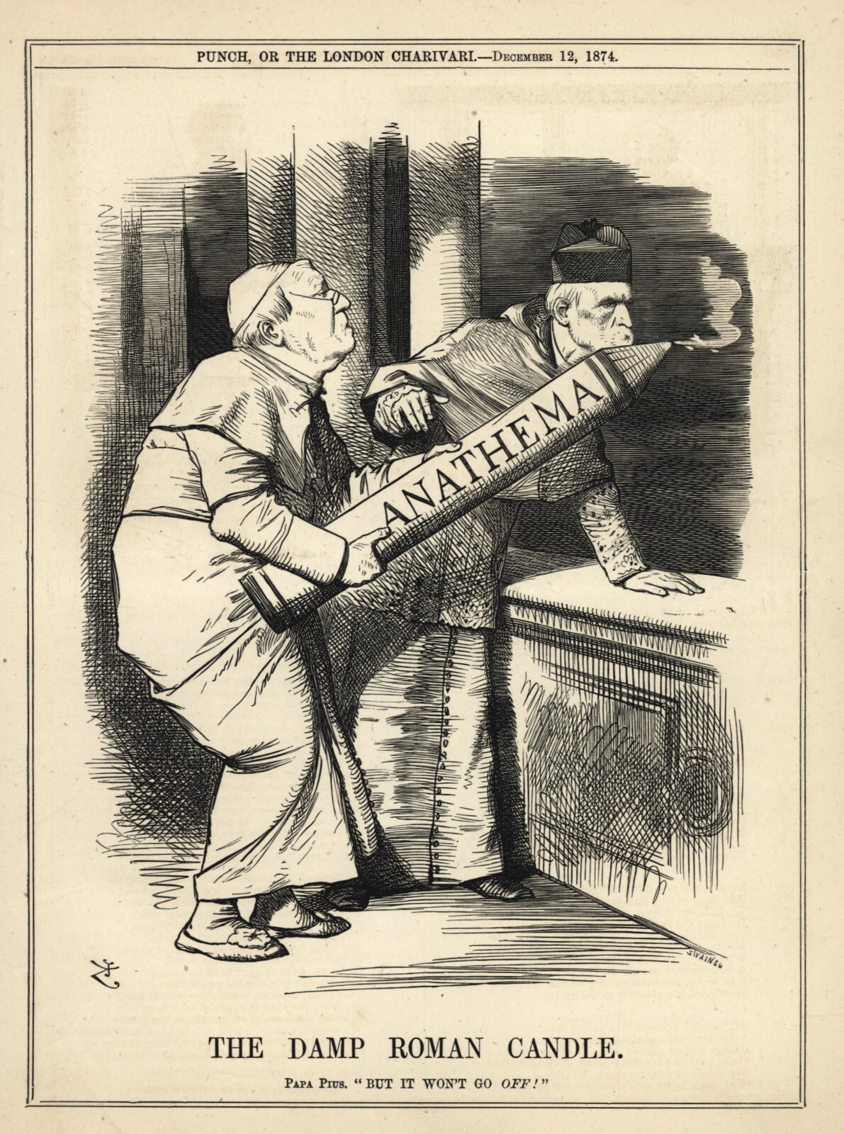 RARE 1874 BRITISH ANTI-CATHOLIC CARTOON - Pope Pius IX & Henry Edward ...