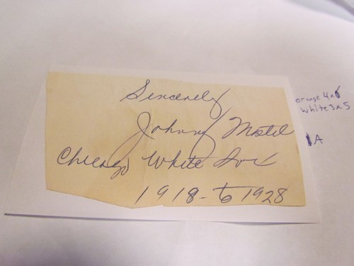 Johnny Mostil autographed Cut/Index Card | eBay