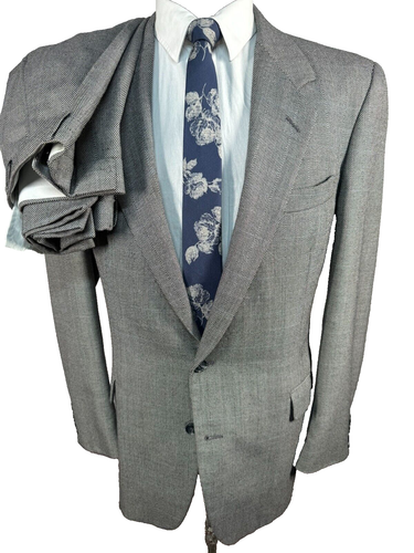 Vintage CARLO PUCCI Mens Gray Wool 2 Piece Suit 42L Jacket 35/32 Pant ...