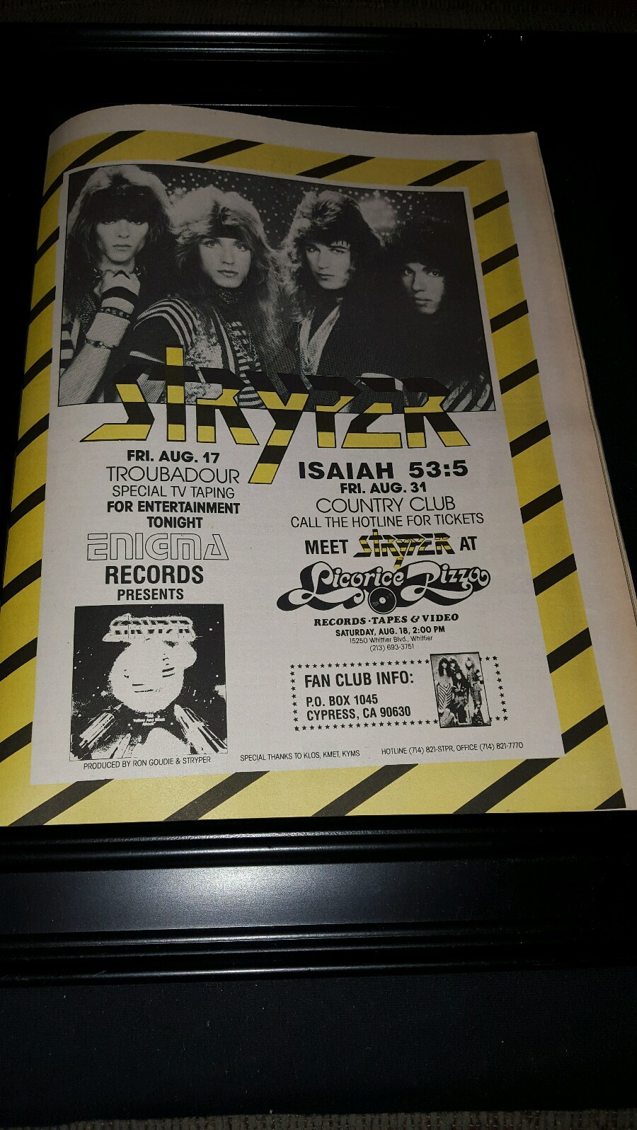 Stryper Rare Original Concert Entertainment Tonight Promo Poster Ad ...