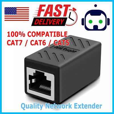 RJ45 Inline Coupler Cat7/Cat6/Cat5e Ethernet Network Cable Extender ...