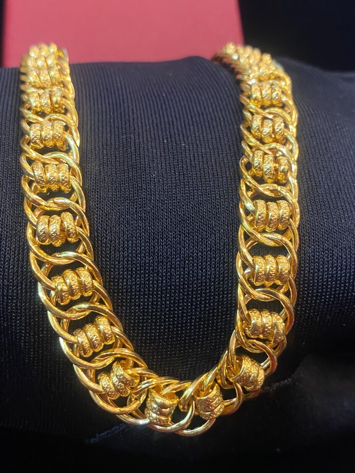 Classy Dubai Men's Cuban Link Chain Necklace In 916 Stamped 22K Yellow ...